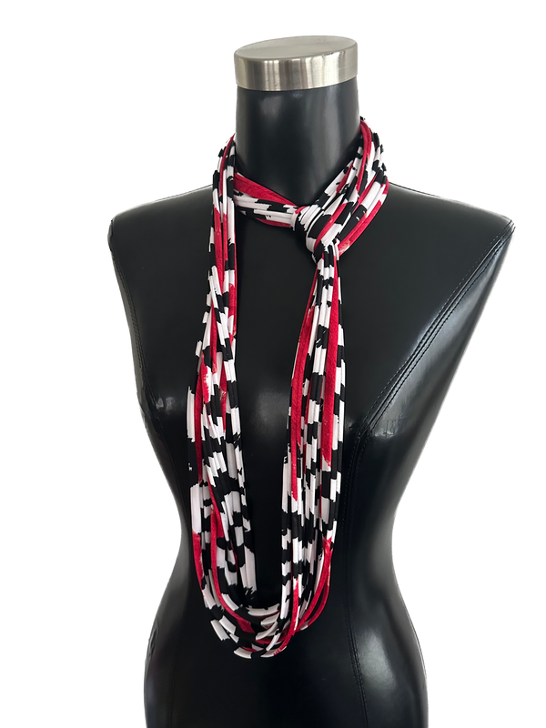 Red black and white scarf store