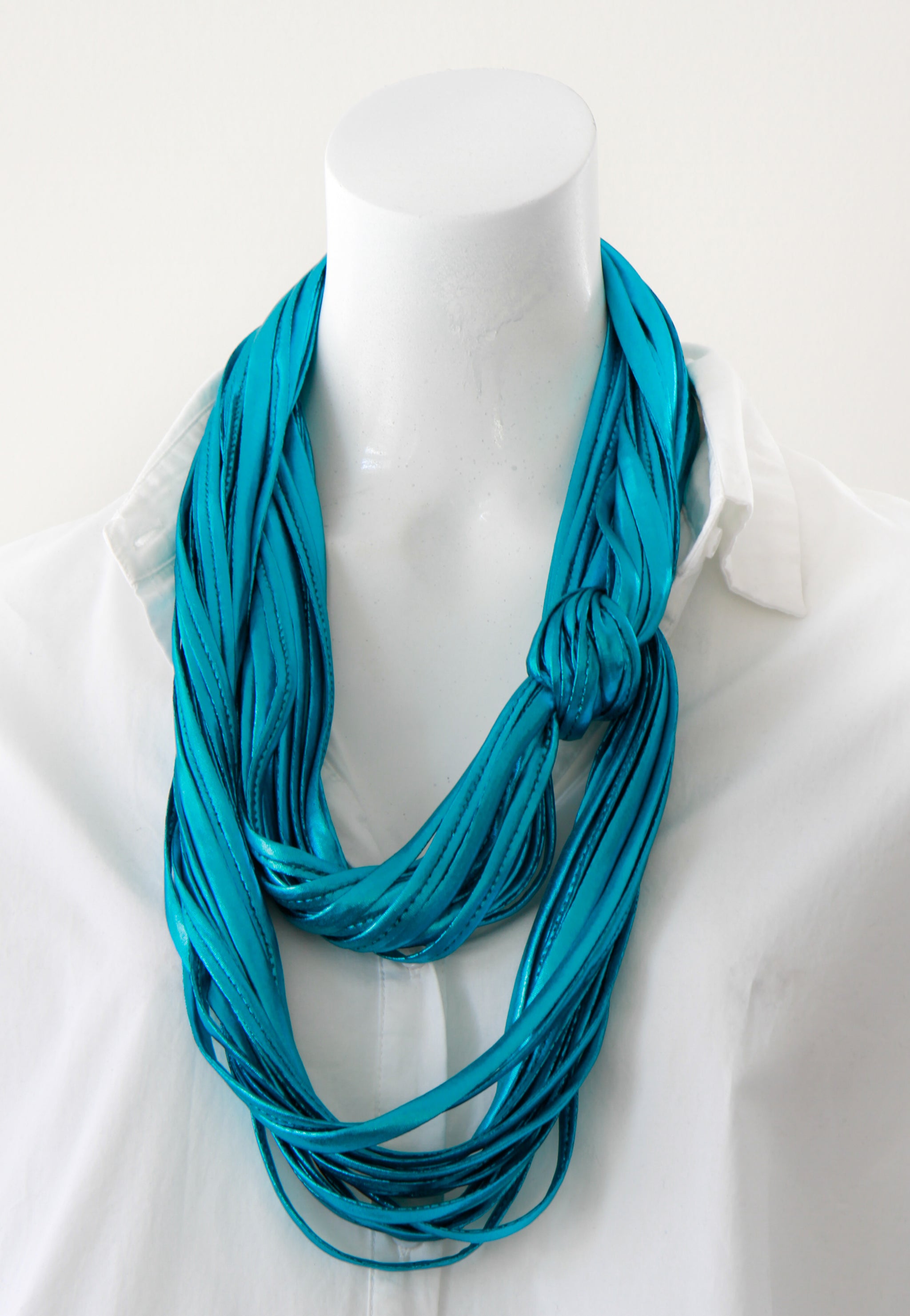 Turquoise Infinity Scarf Necklace 'Aquamarine' - Necknots